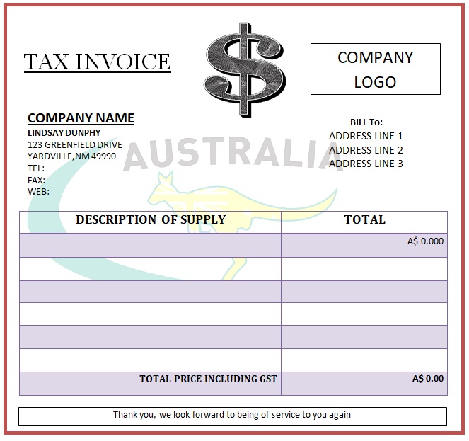 Free Printable Gst Invoice Templates