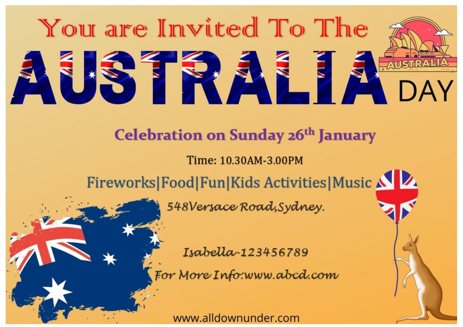 Australia Day Invitation Template (Unique Designs + Free to Download)